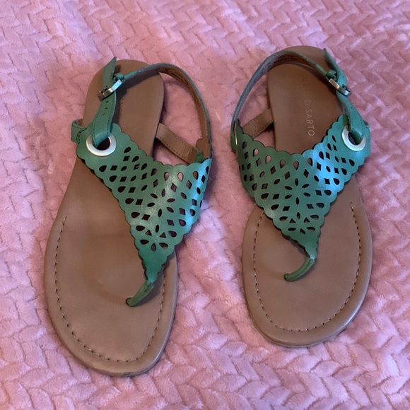 Franco Sarto | Shoes | Leather Sandals Fern Green Euc | Poshmark